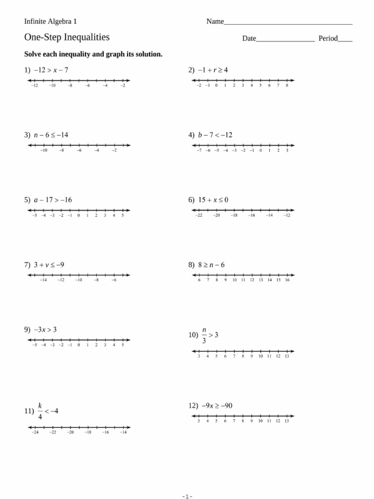 One Step Inequalities - Ks Ia1 | PDF