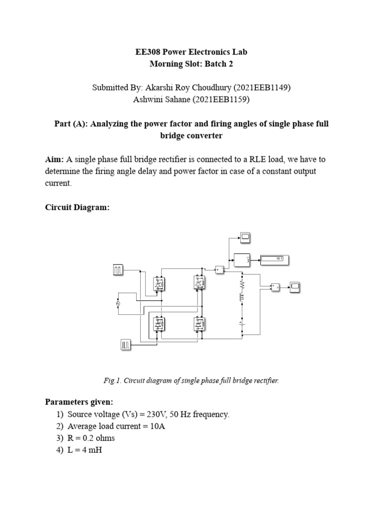 EE308 Power Electronics Lab Report | PDF | Power Electronics | Phase ...