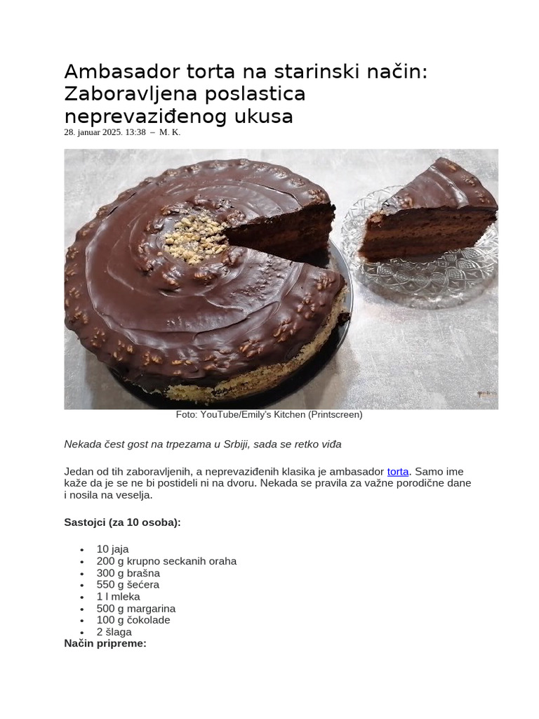 Ambasador Torta Na Starinski Način | PDF