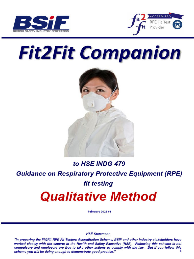 Fit2Fit RPE Fit Testing Guidance | PDF | Safety | Occupational Safety ...