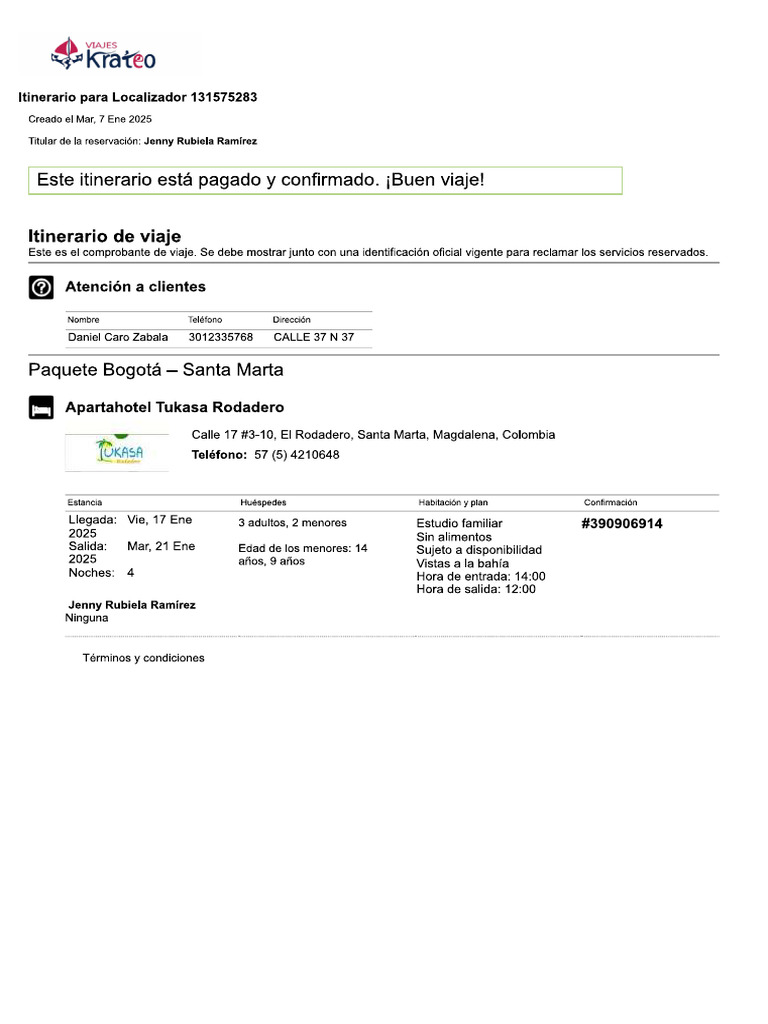 Reserva Completada | PDF