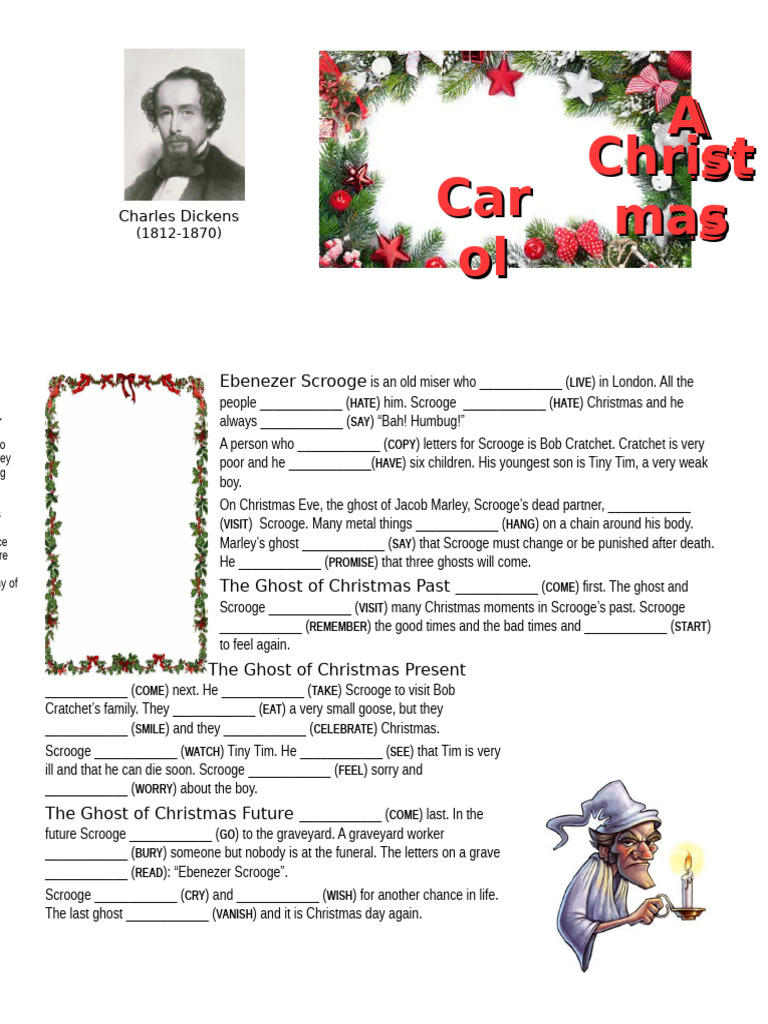 A Christmas Carol Summary Cloze Grammar Drills - 120917 | PDF ...