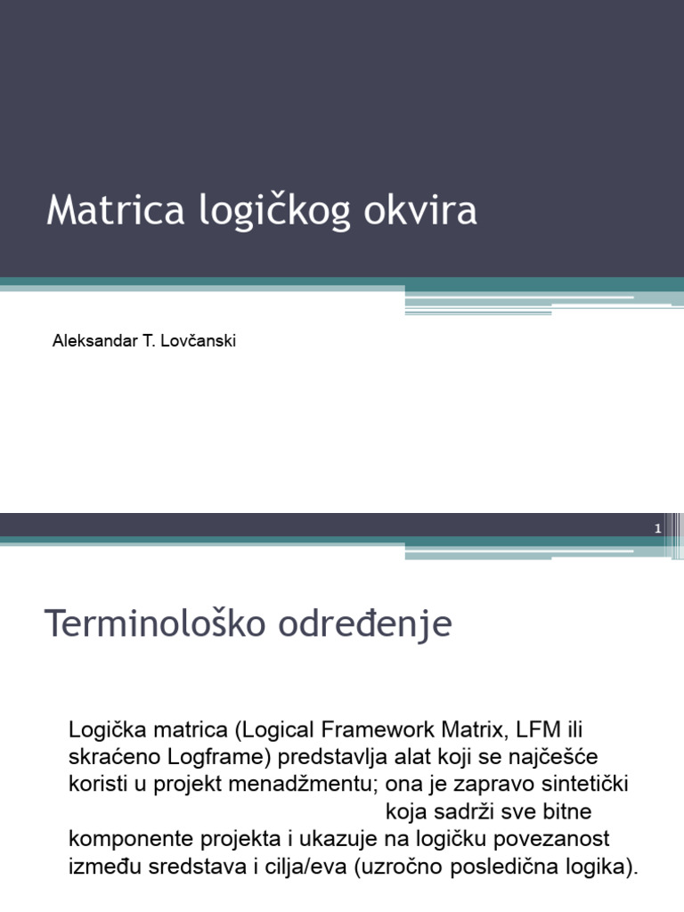 Vodic Za Matricu Log Okvira 10.2020. SKR - Ver. | PDF
