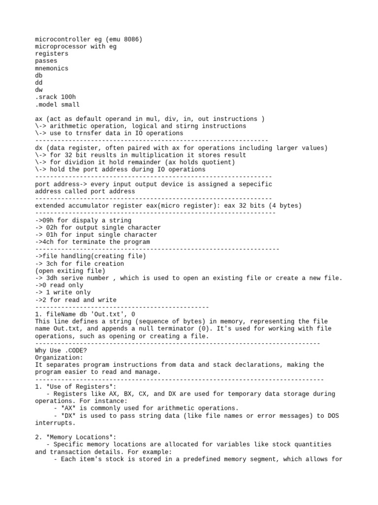Assembly Langyage Imp Points | PDF | Assembly Language | String (Computer Science)