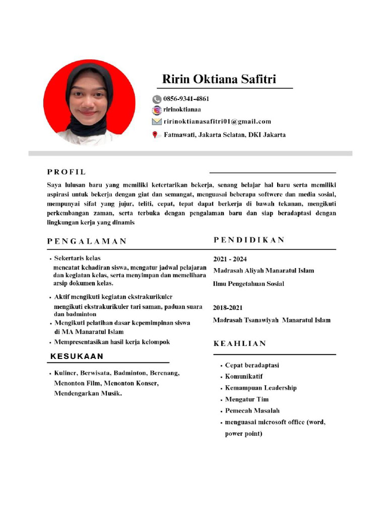 Ririn Oktiana Safitri - Surat Lamaran | PDF