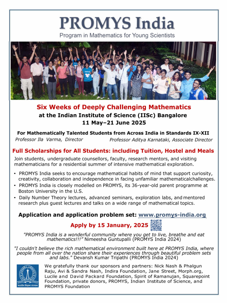 PROMYS India 2025: Summer Math Program | PDF
