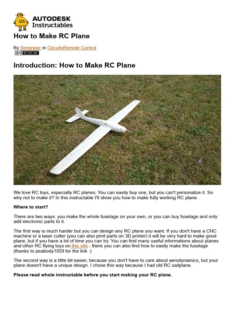 How To Make RC Plane - 10 Steps (With Pictures) - Instructables | PDF | Flight Control Surfaces ...