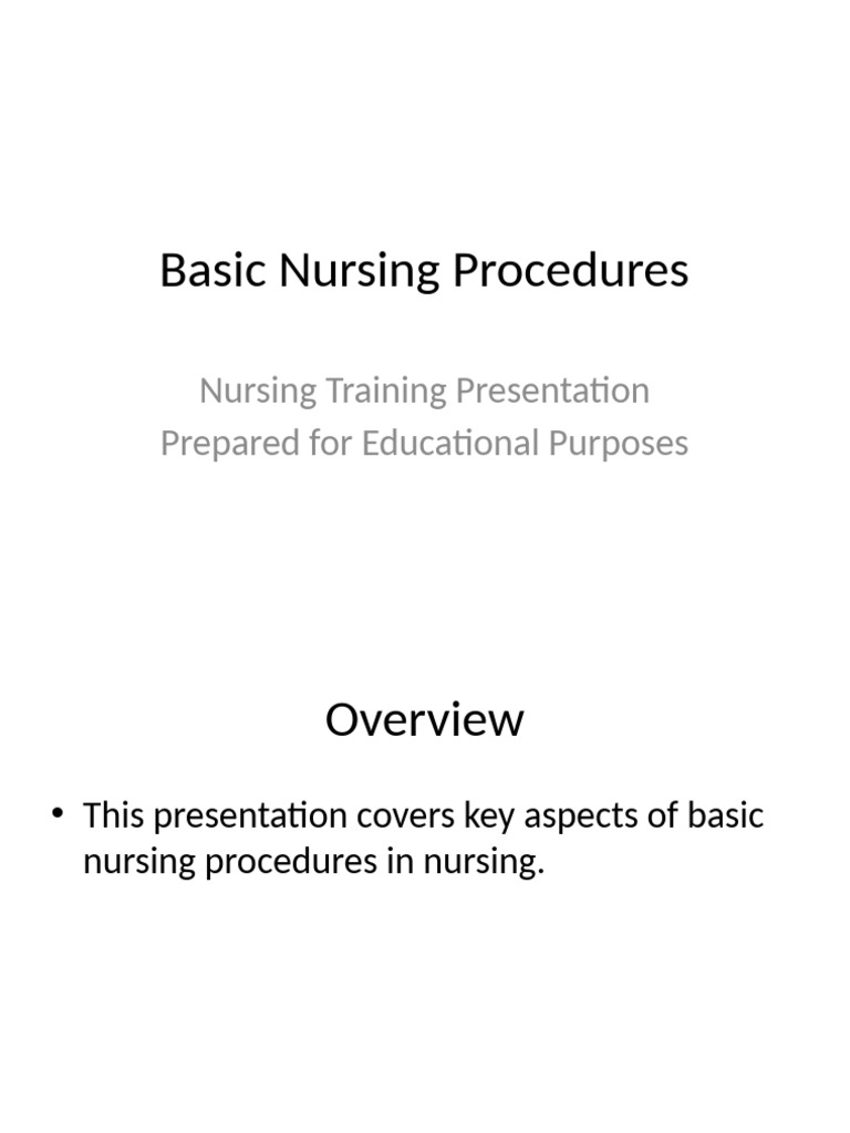 Basic Nursing Procedures | PDF