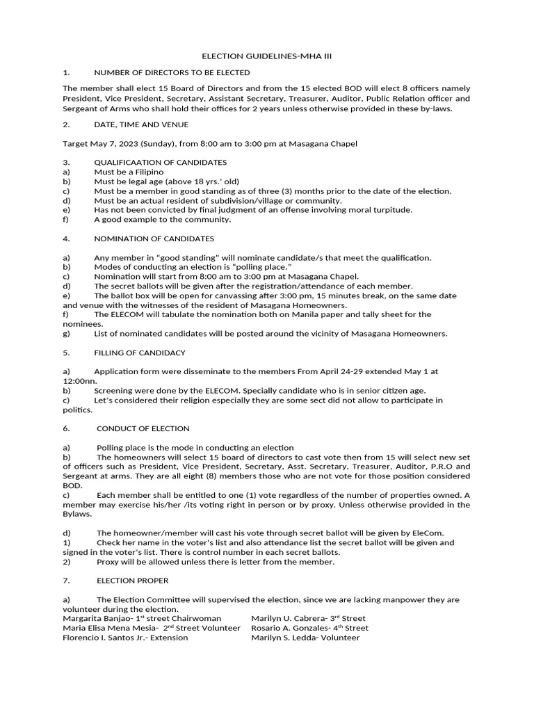Election Guidelines Mhaiii | PDF | Voting | Elections