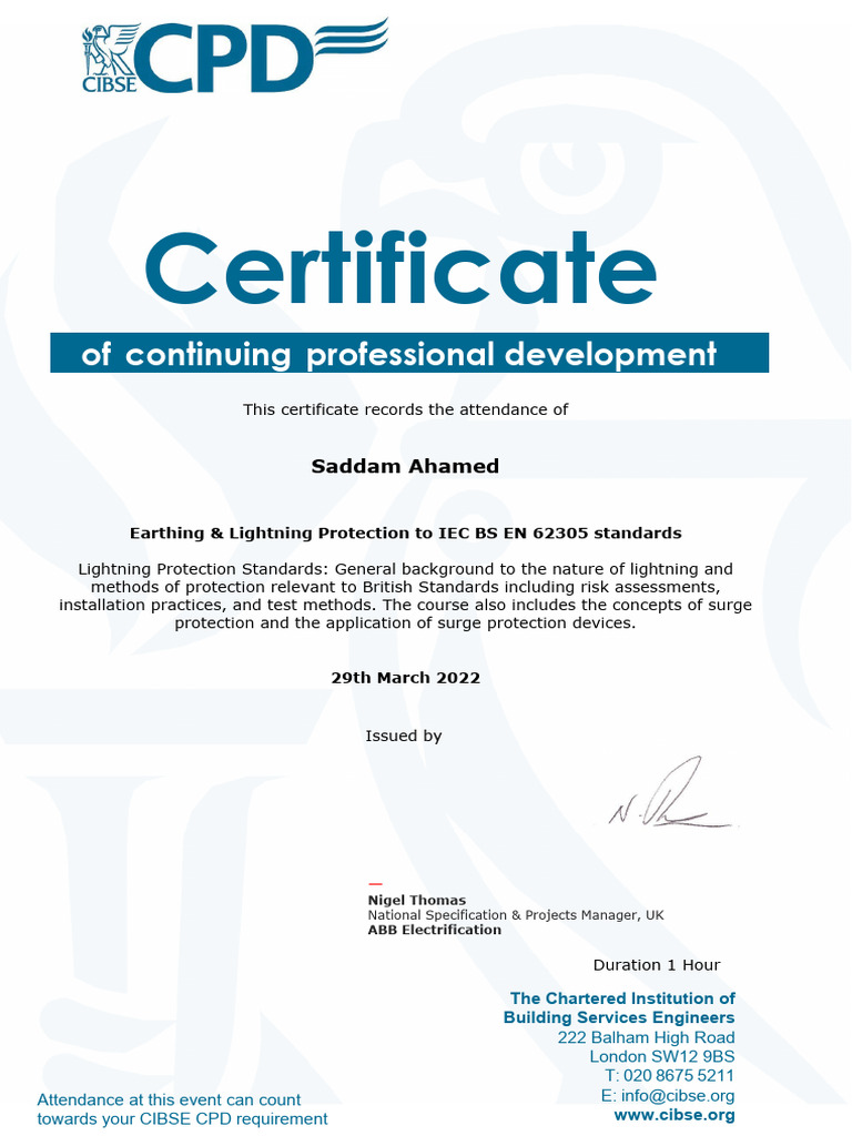 Certificate: of Continuing Professional Development | PDF