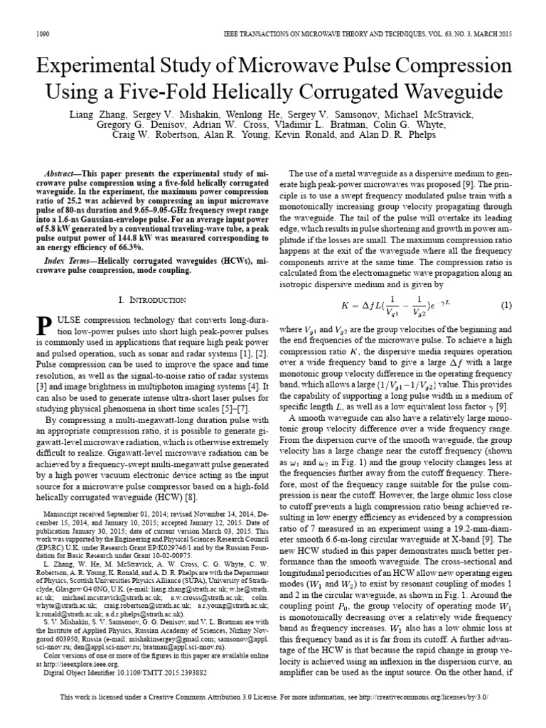 Experimental Study of Microwave Pulse Compression Using A Five-Fold ...