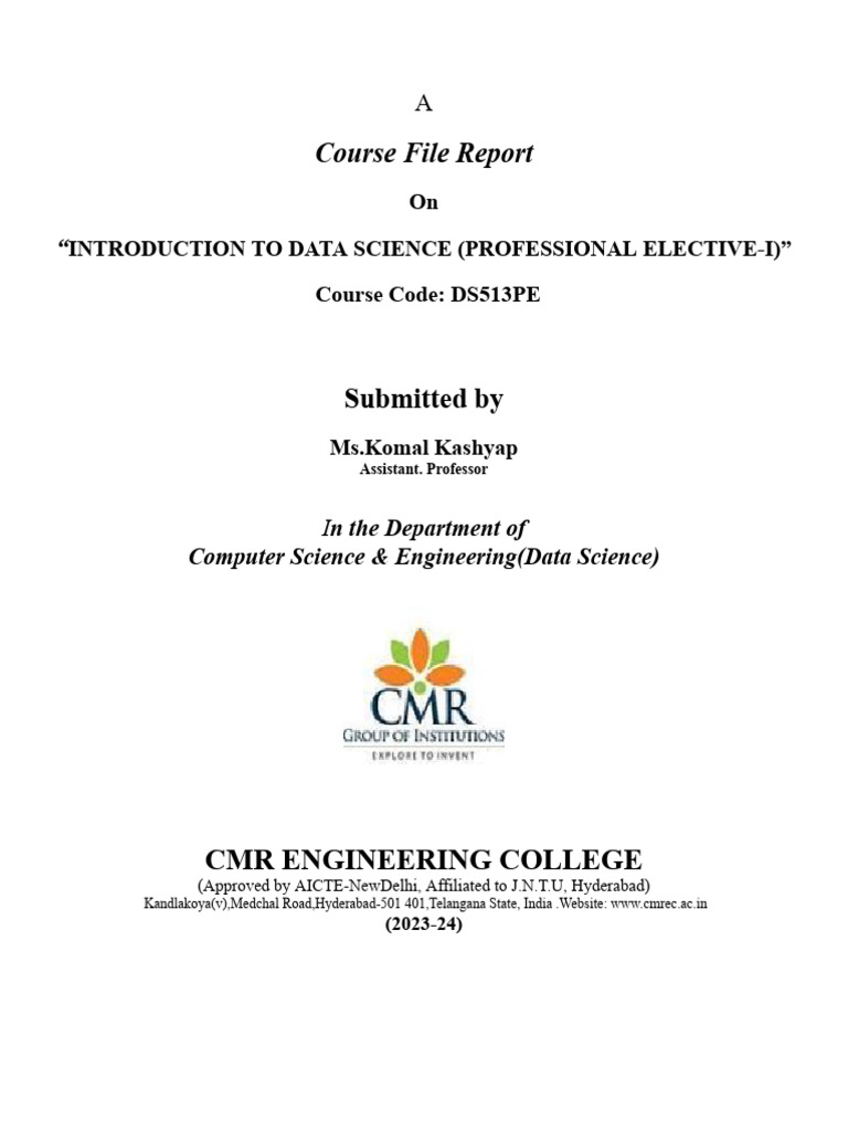 Ids Course File-3rd Year | PDF | Analysis Of Variance | Errors And Residuals