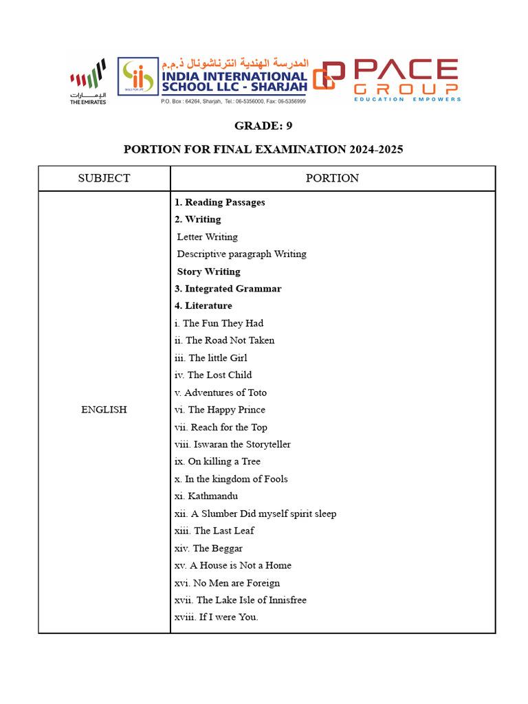 9th Grade Final Exam Portion 2024-2025 | PDF