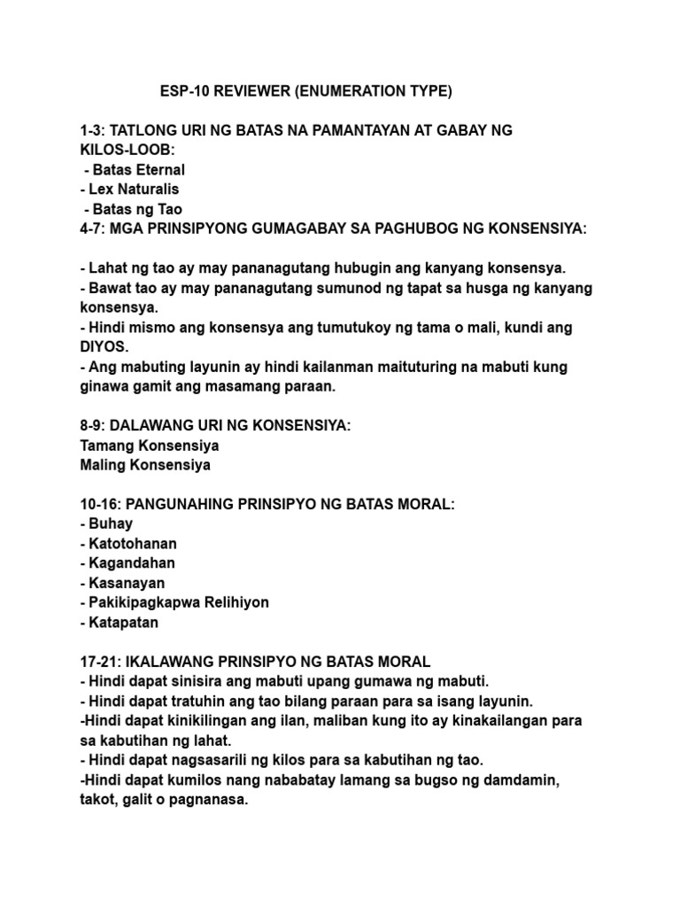 Esp-10 Reviewer (Enumeration Type) | PDF
