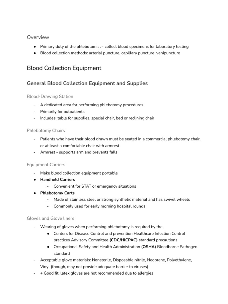 Chapter 7 - Blood Collection Equipment, Additives, and Order of Draw ...