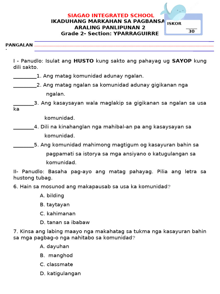 q2 PT Araling Panlipunan 2 With Tos and Ak FFF | PDF