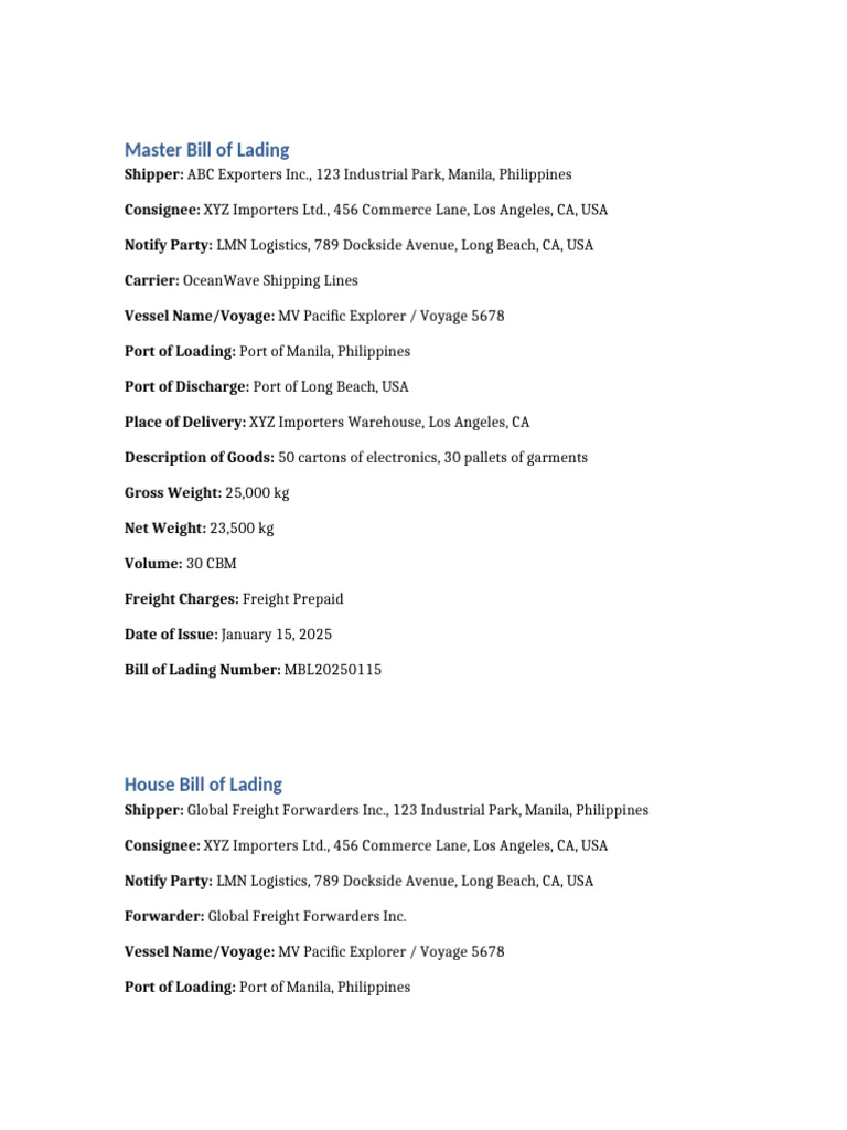 Realistic Shipping Documents | PDF