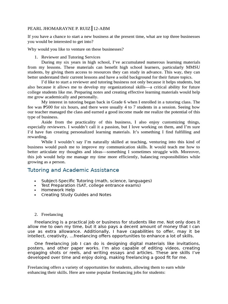 Top Three Businesses | PDF | Learning | Human Communication