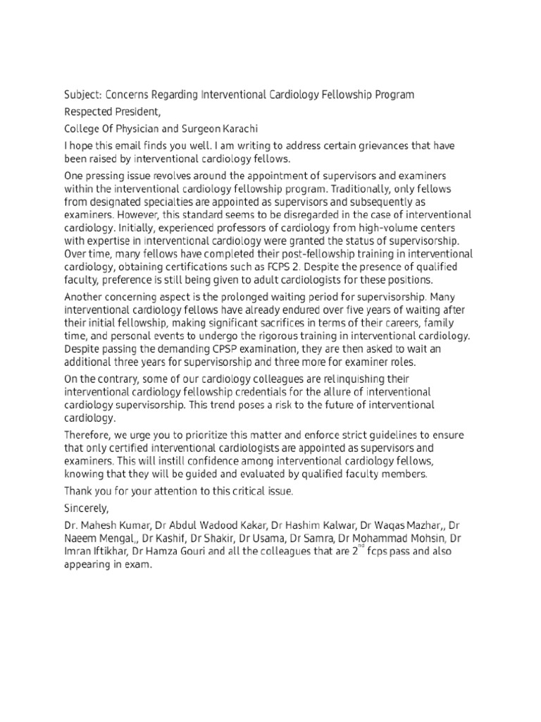 Letter To The President CPSP - 1 | PDF