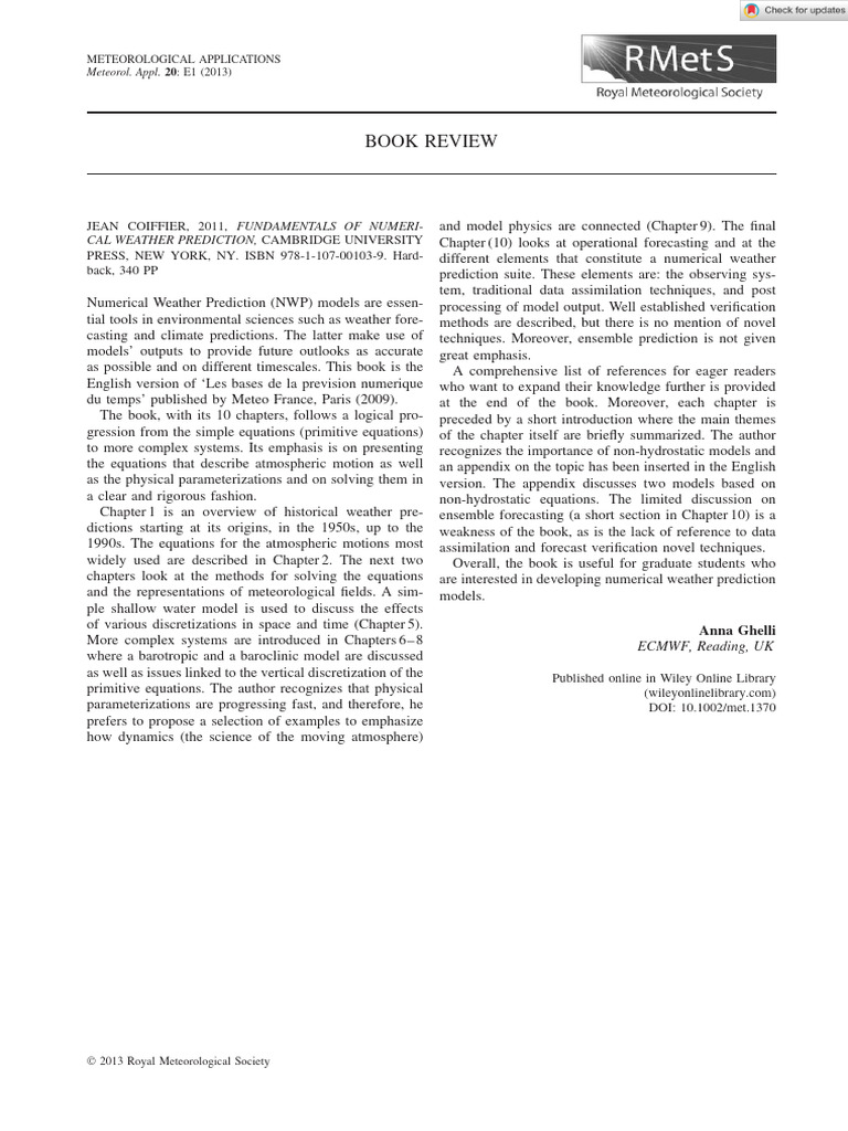 Meteorological Applications - 2013 - Ghelli - Fundamentals of Numerical ...