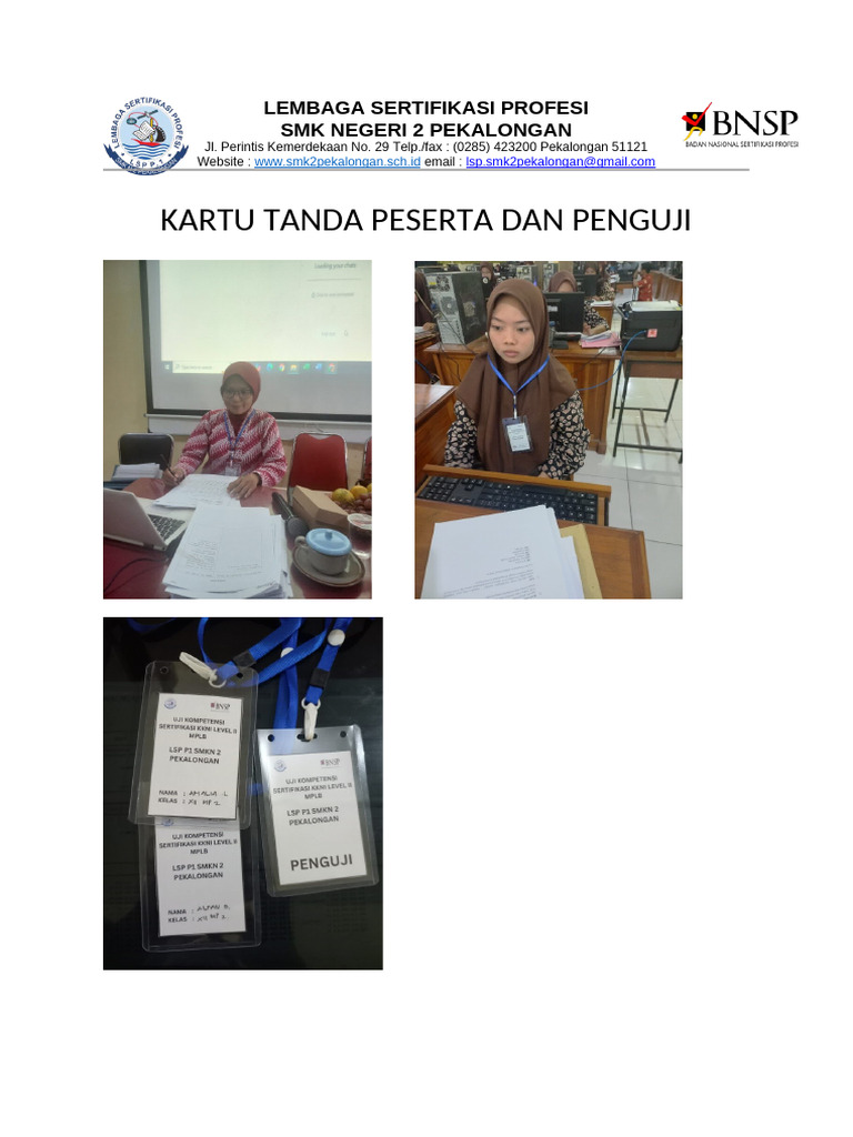 Kartu Tanda Peserta Dan Penguji | PDF
