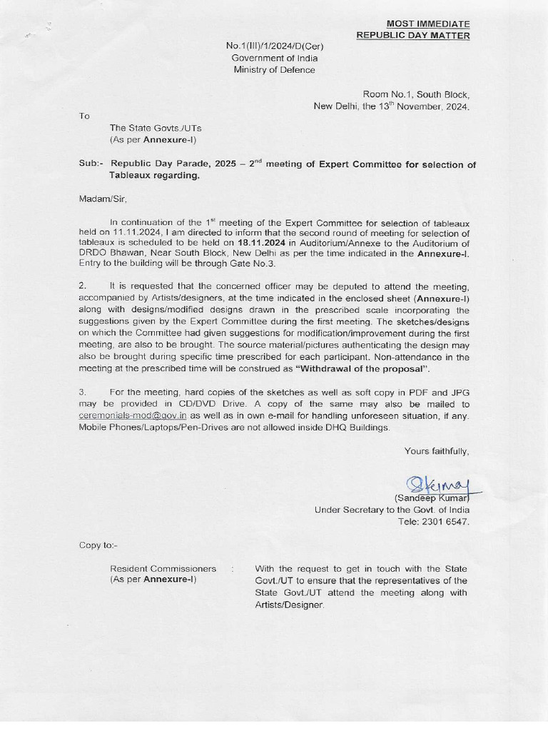 RDC 2025 2nd Meeting of Tableau On 18.11.2024 State UT | PDF