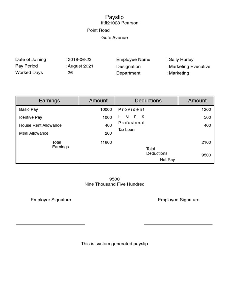 August 2021 Payslip for Sally Harley | PDF