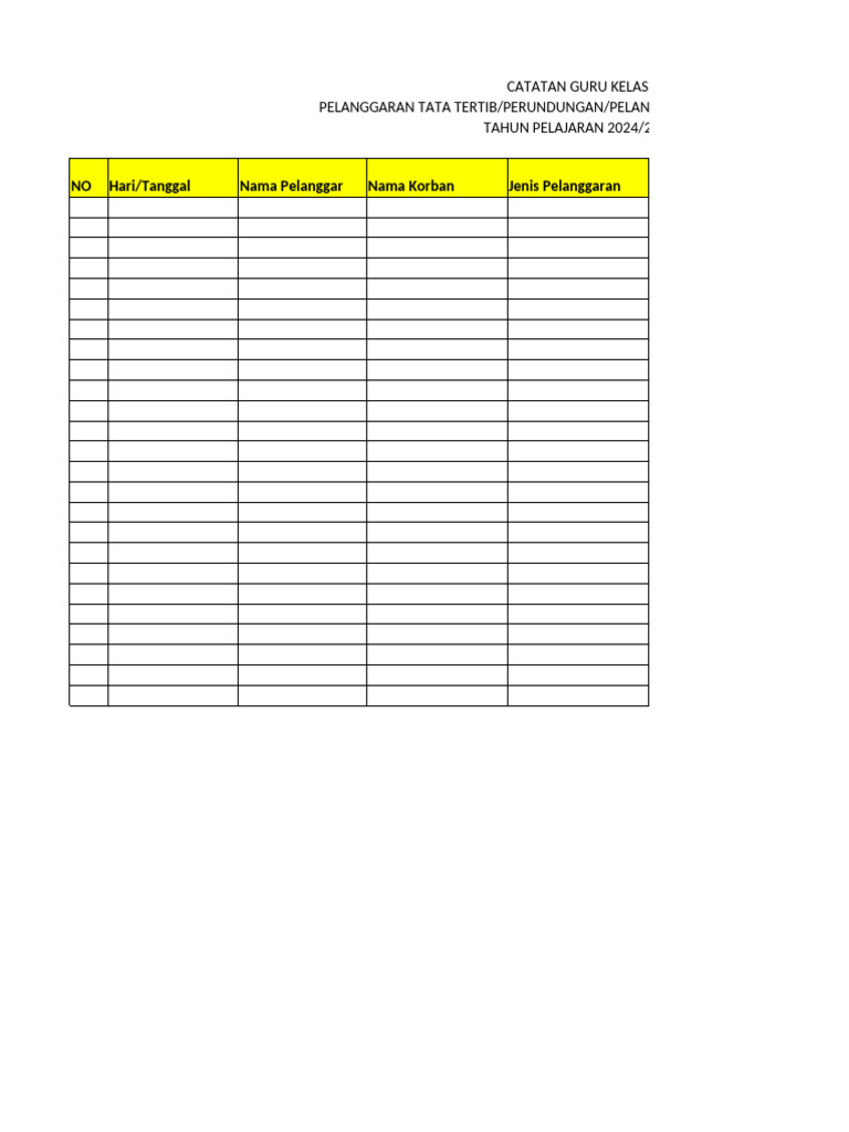 Catatan Guru Kelas | PDF