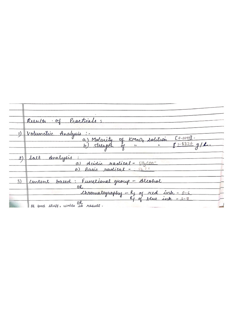 Sample Practical Answer Sheet (Chem) | PDF