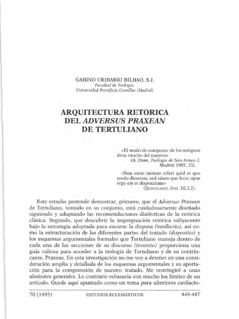 Retórica en "Adversus Praxean" de Tertuliano | PDF | Retórica | Persuasión