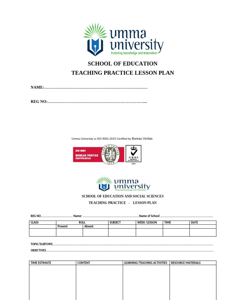 Teaching Practice Lesson Plan | PDF