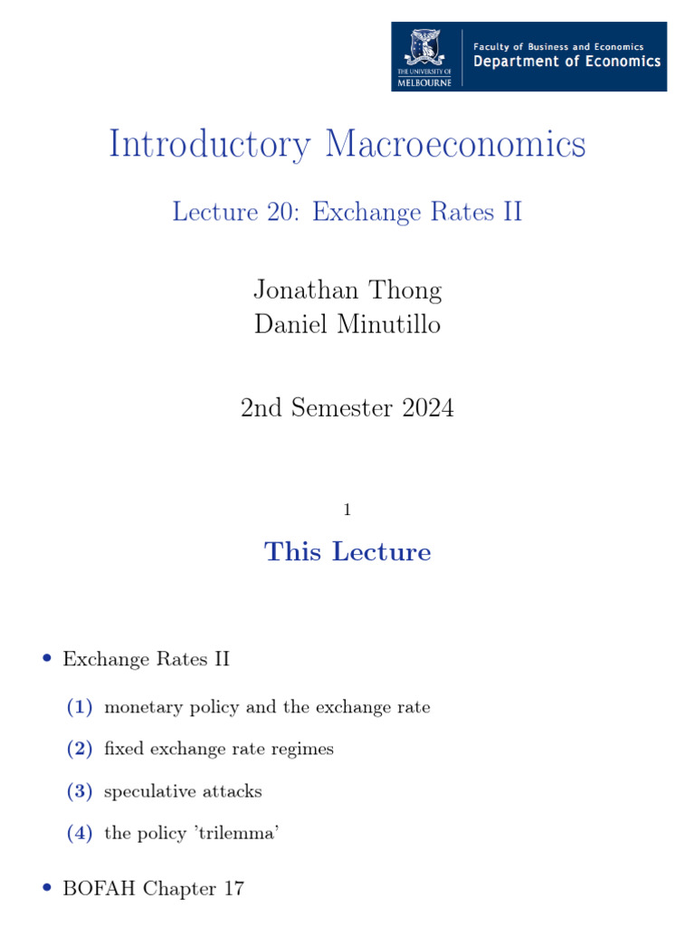 Lecture20 - Exchange Rates II | PDF | Exchange Rate | Monetary Policy