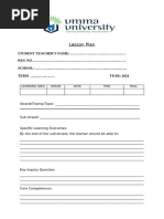 Scheme of Work and Lesson Plan Template | PDF