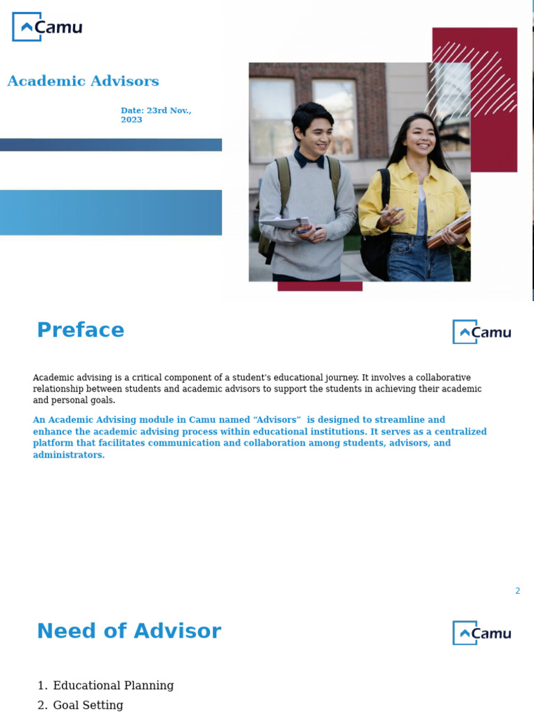 Enhancing Academic Advising with Camu | PDF