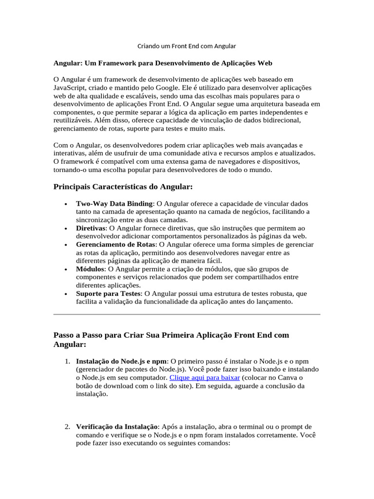 Cap. 2 - Criando Um Front End Com Angular | PDF | Rede mundial de computadores | Internet e Web
