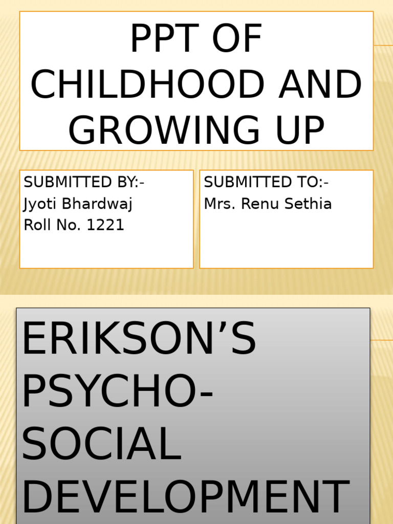 Erikson's Stages of Psychosocial Development | PDF | Childhood | Developmental Psychology
