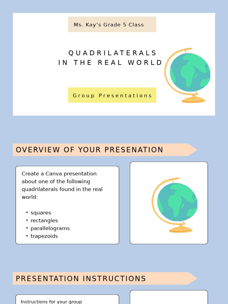 Quadrilaterals in The Real World Math Activity Presentation in Blue and ...