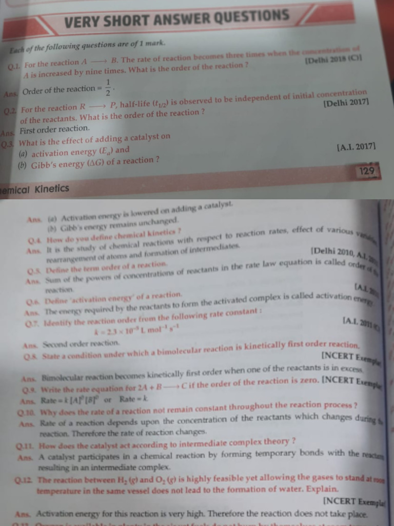 12Chemistry VSAQ AND SAQ | PDF