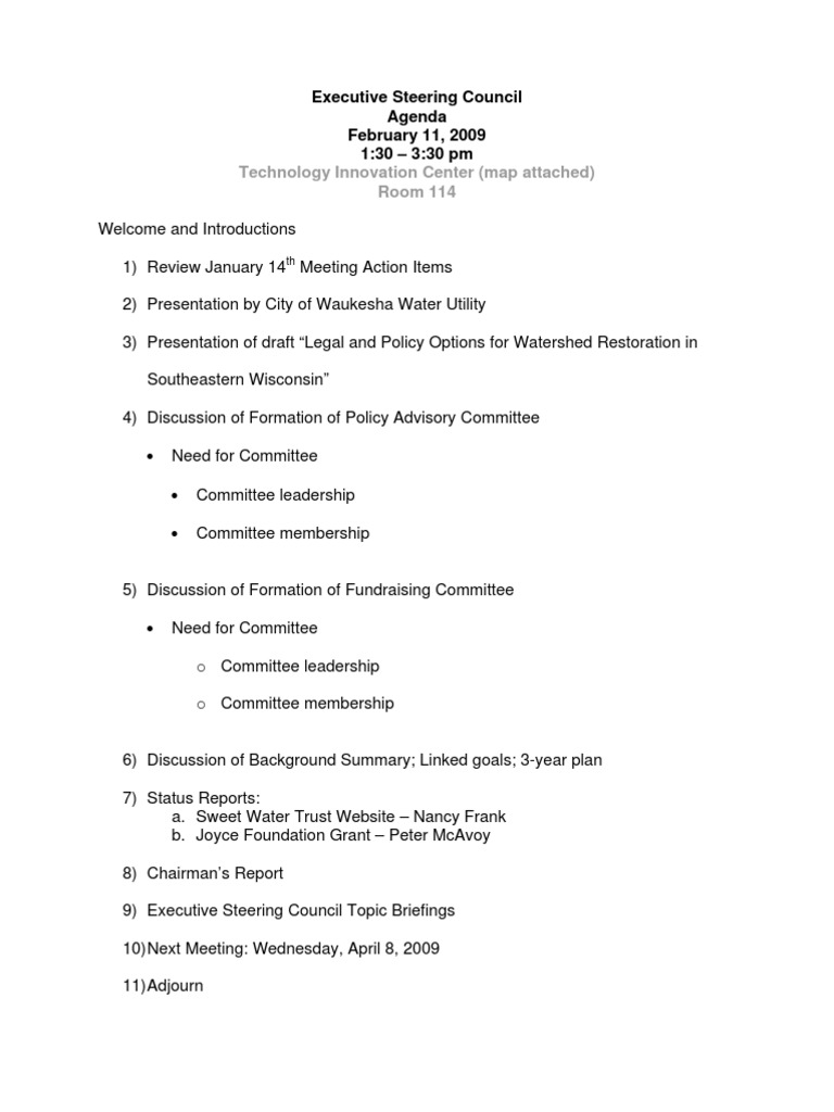 Executive Steering Council Agenda | PDF