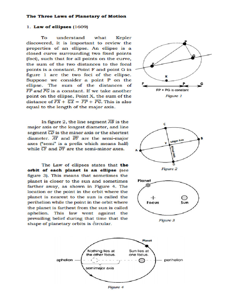 Handout - 3 Laws of Planetary Motion | PDF