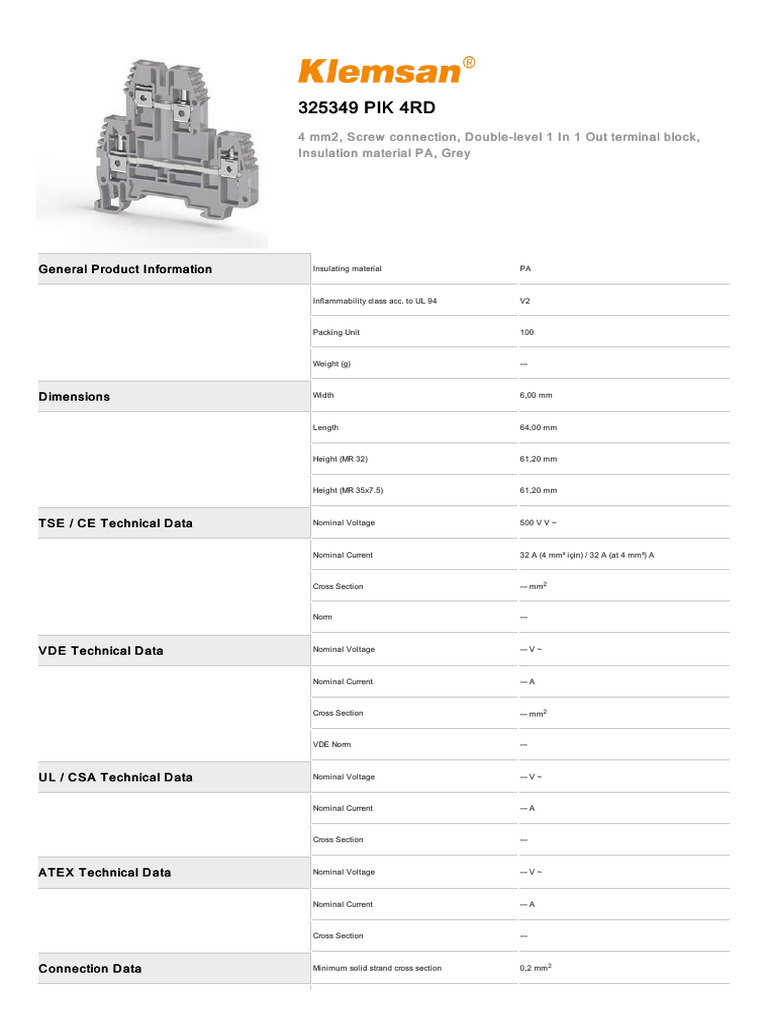 4mm² Double-Level Terminal Block | PDF | Manufactured Goods ...