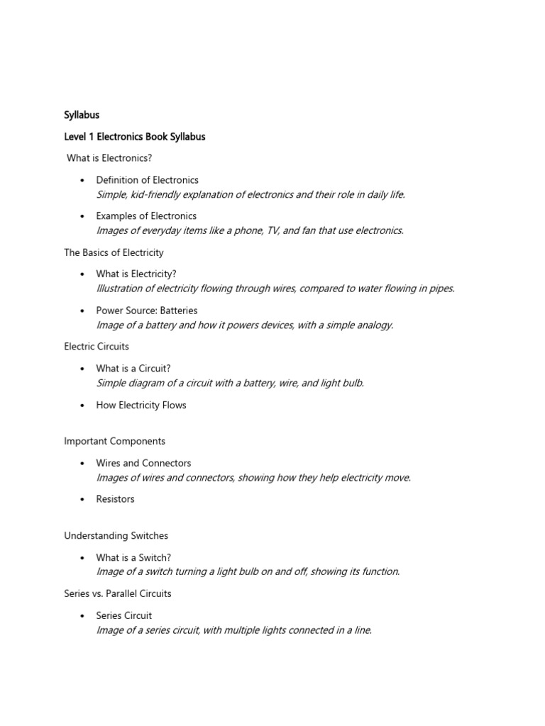 Level 1-3 Electronics Syllabus Overview | PDF | Series And Parallel ...