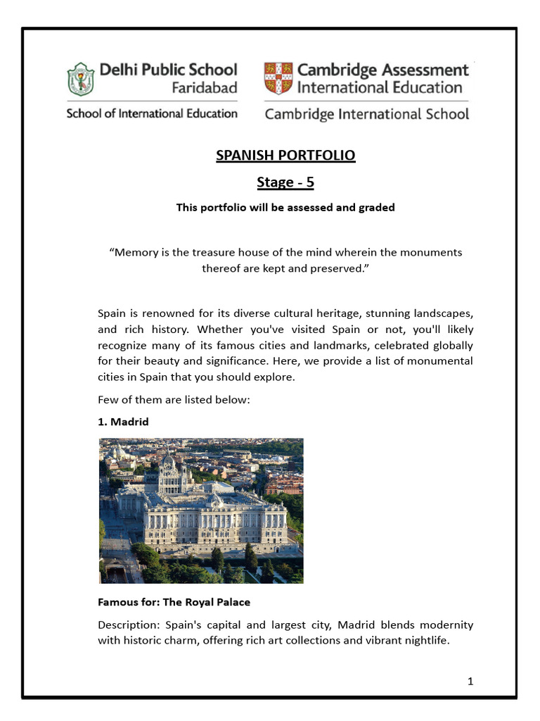 Spanish Portfolio - Stage 5-2 | PDF