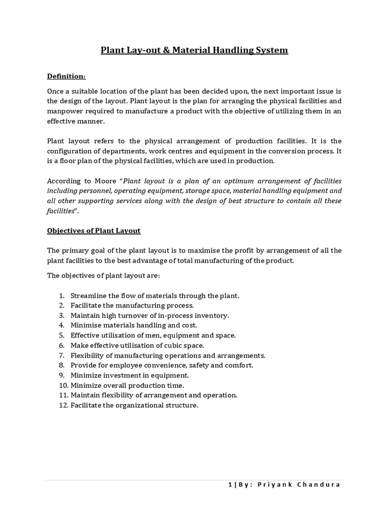 Plant Layout and Material Handling Guide | PDF