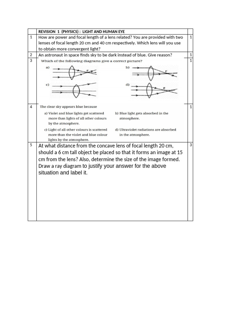 Light Revision Paper | PDF