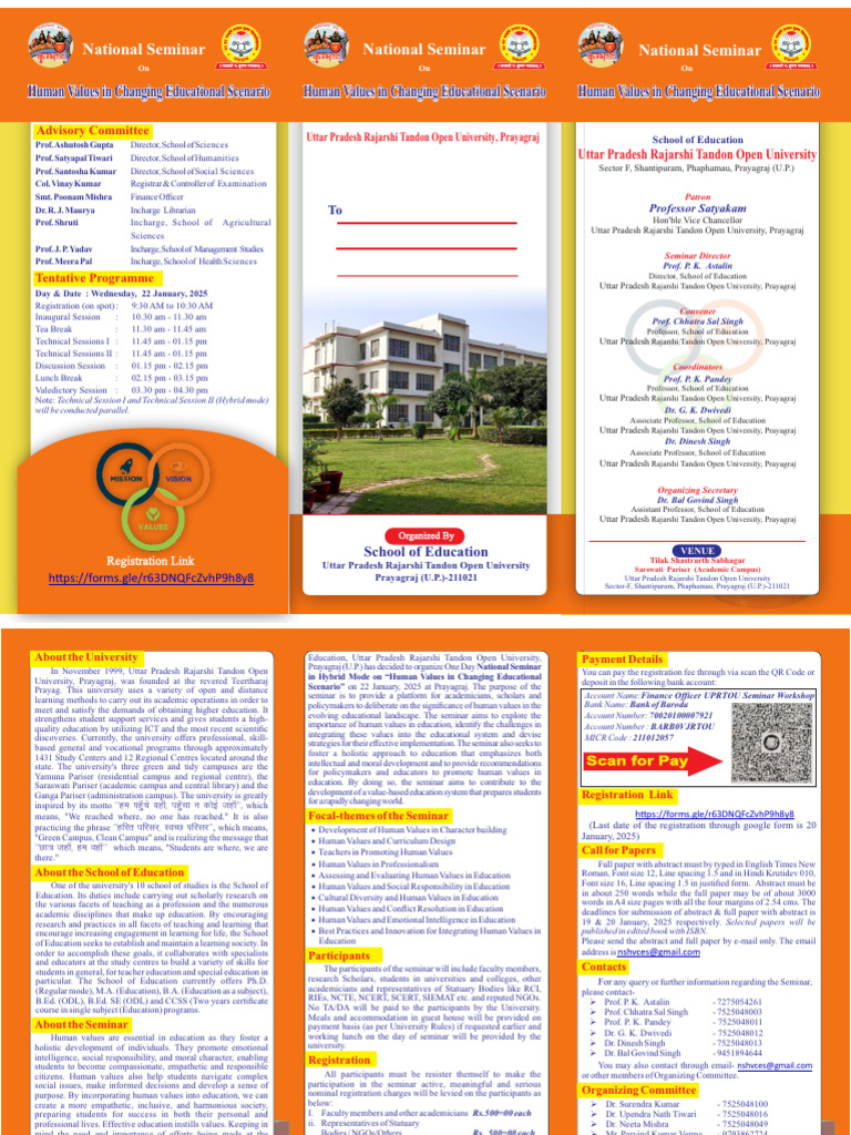 National Seminar (Hybrid Mode) SoE UPRTOU | PDF | Teachers | Learning