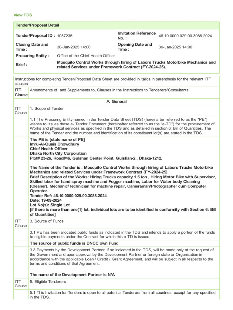 Section2 - Tender Data Sheet | PDF | Payments | General Contractor