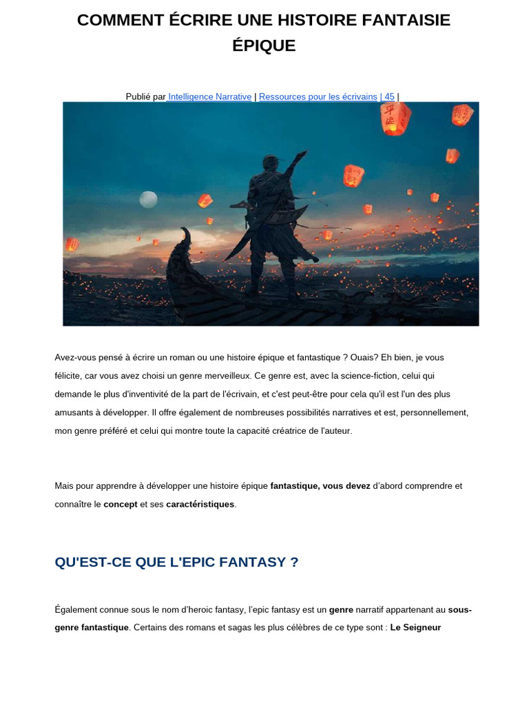 Écrire une histoire de fantasy épique | PDF | Fantaisie | Héros