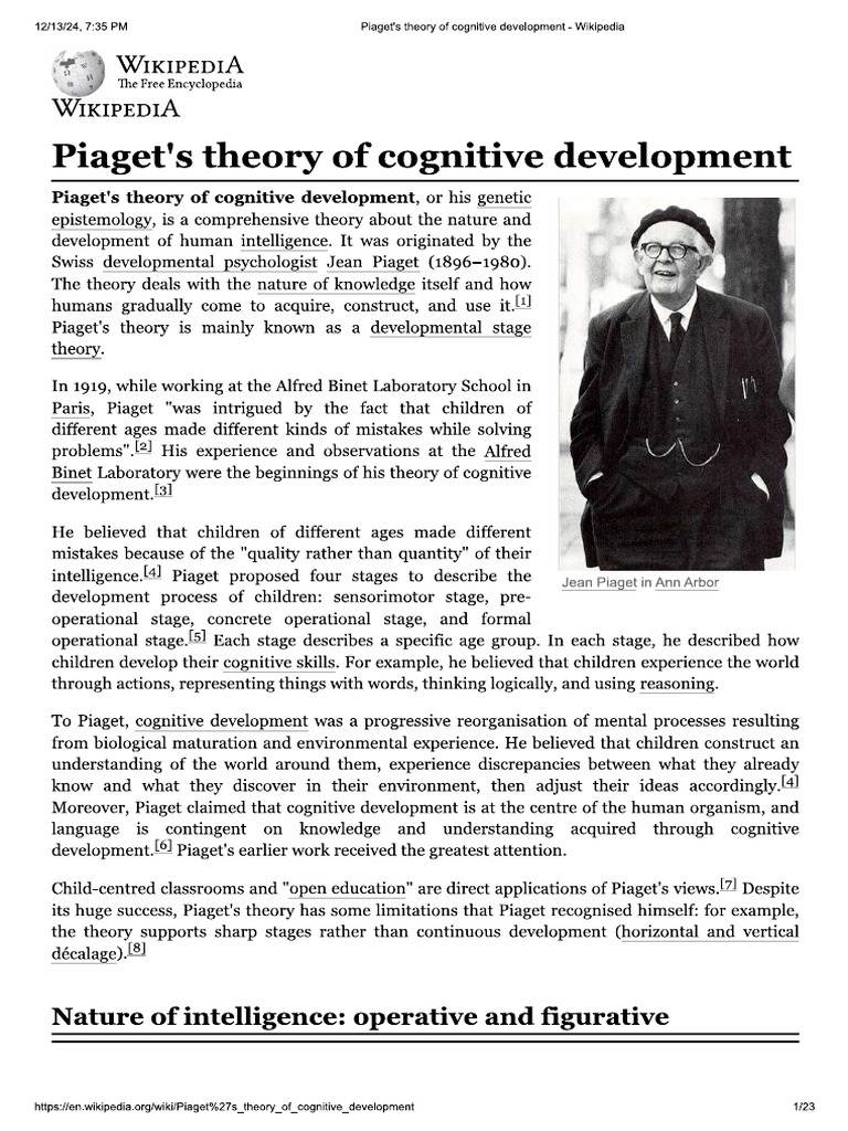 Piaget Theory | PDF