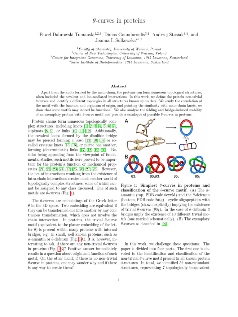Theta Curves in Proteins | PDF | Proteins | Molecular Biology